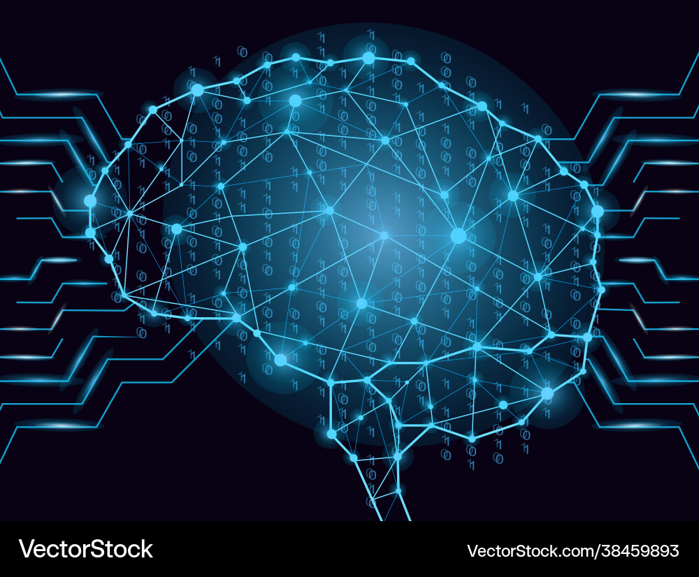 Binary code in digital brain form composed Vector Image