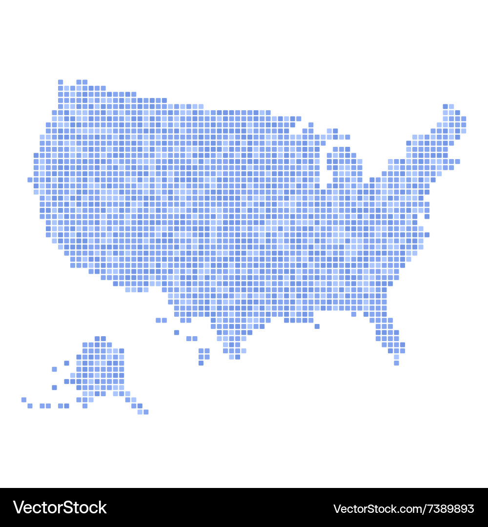 Blue dotted usa map on white background Royalty Free Vector