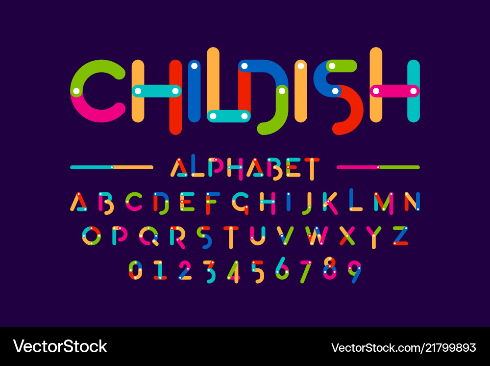Childish colorful font construction set alphabet Vector Image