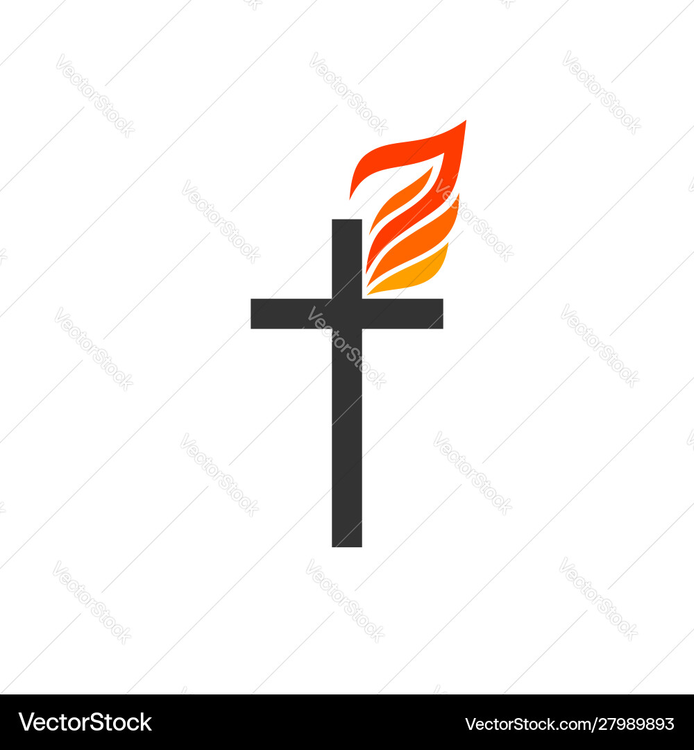 Cross jesus flame fire Royalty Free Vector Image