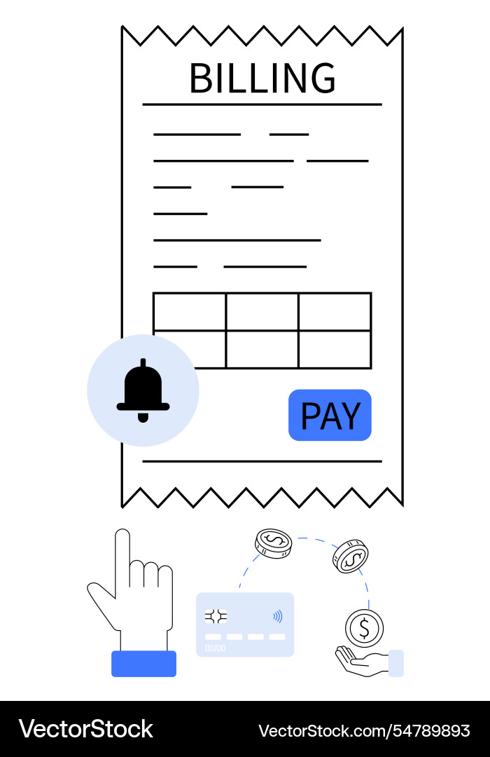 Digital billing and payment concept with receipt Vector Image