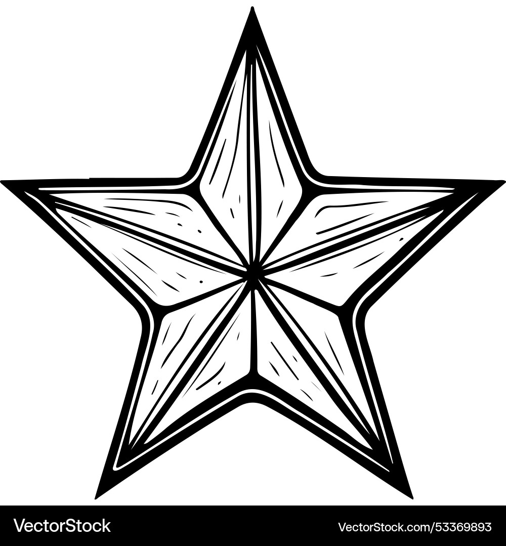 Engrave star drawing outline cartoon line Vector Image