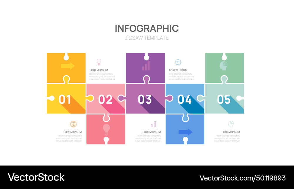 Infographic jigsaw 5 step template diagram Vector Image
