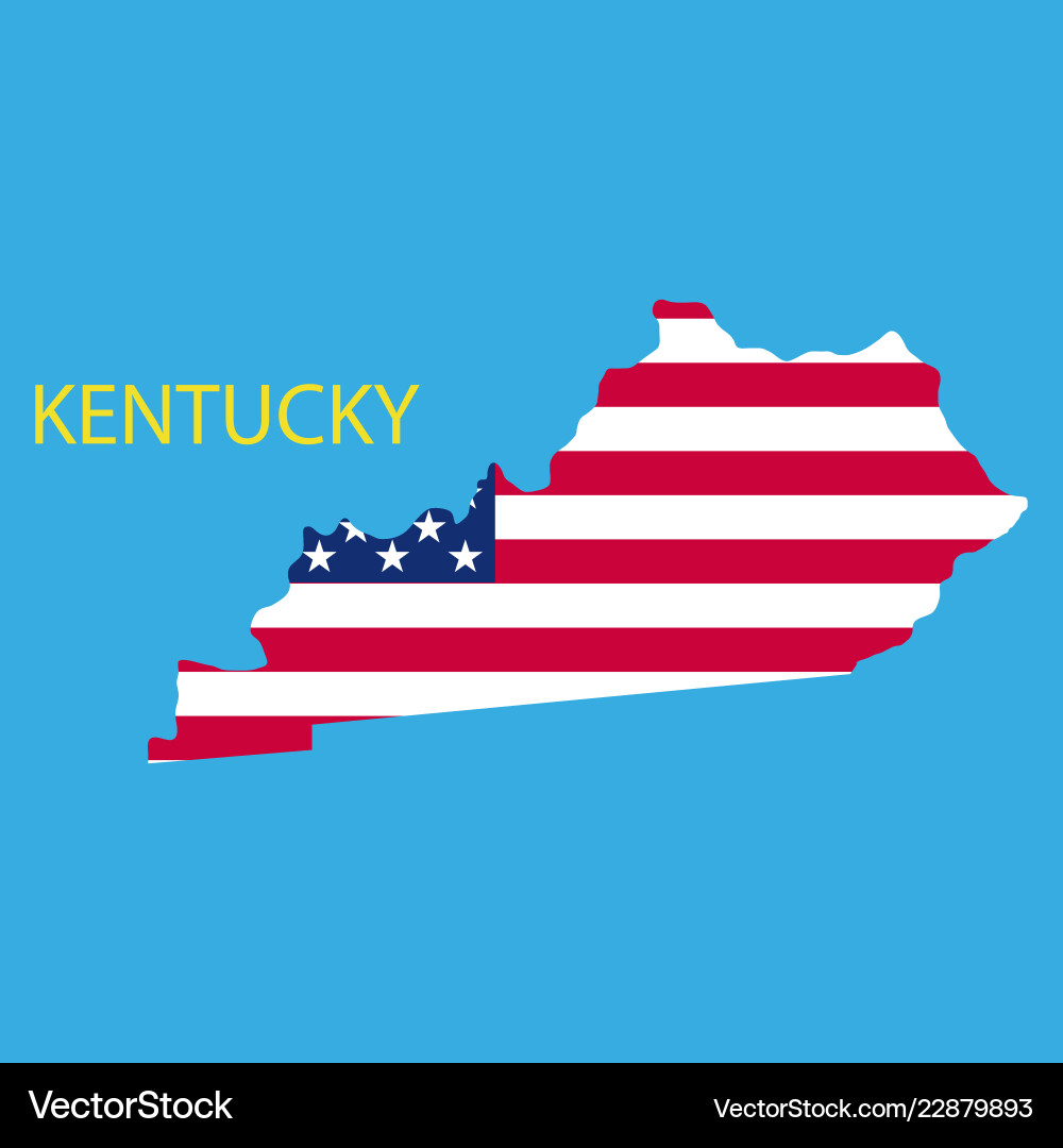 Kentucky State Map with Flag Royalty Free Vector Image