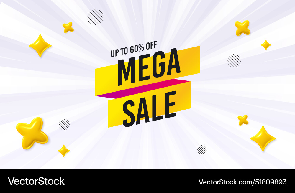 Mega sale sticker discount banner shape offer Vector Image