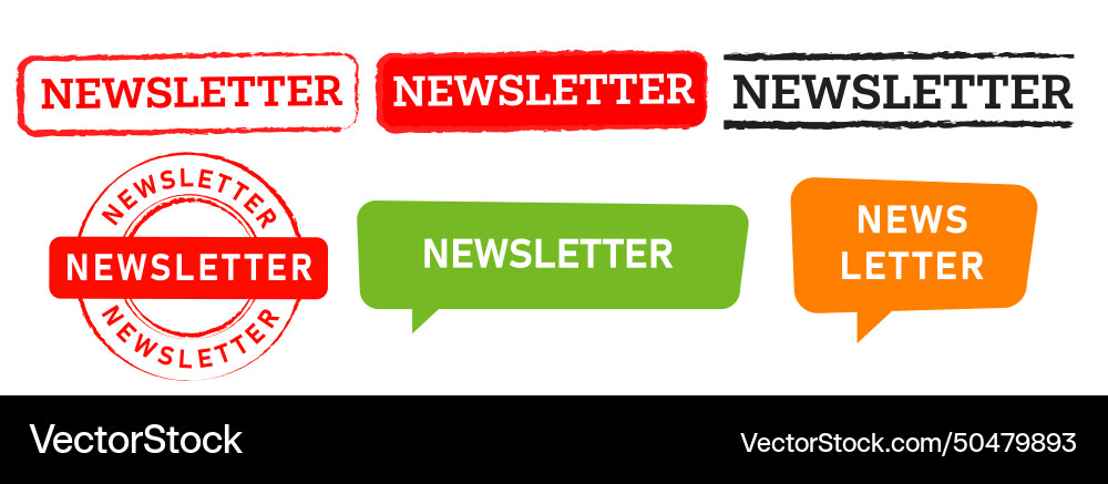 Newsletter speech bubble rectangle and circle red Vector Image