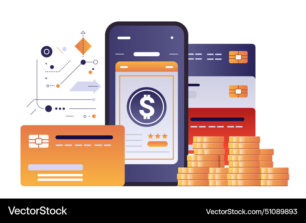 Online banking smart wallet payment application Vector Image