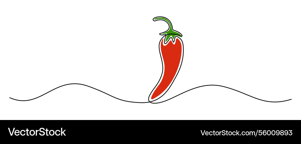 Red chili pepper in one continuous line drawing Vector Image