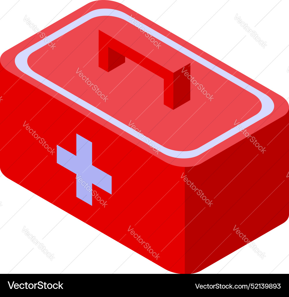 Red first aid kit isometric showing Royalty Free Vector