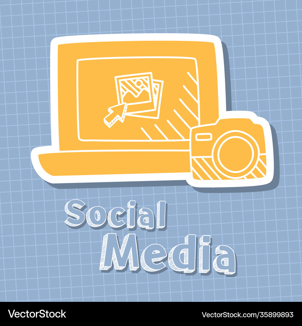 Social media design with laptop computer Vector Image