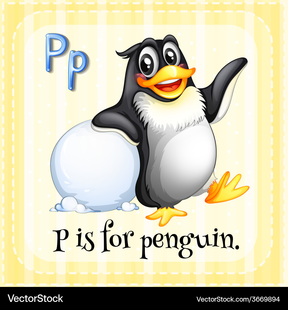 A letter p for penguin Royalty Free Vector Image