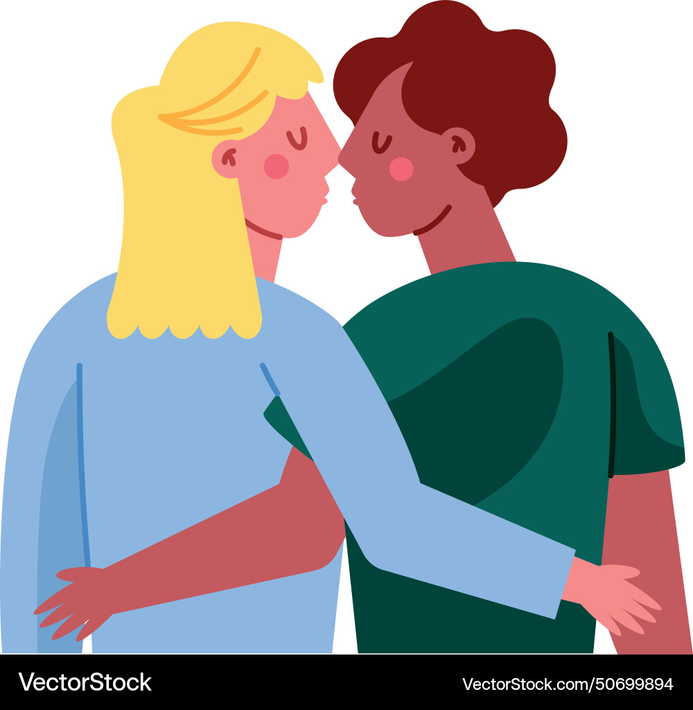 Couple kissing portrait Royalty Free Vector Image