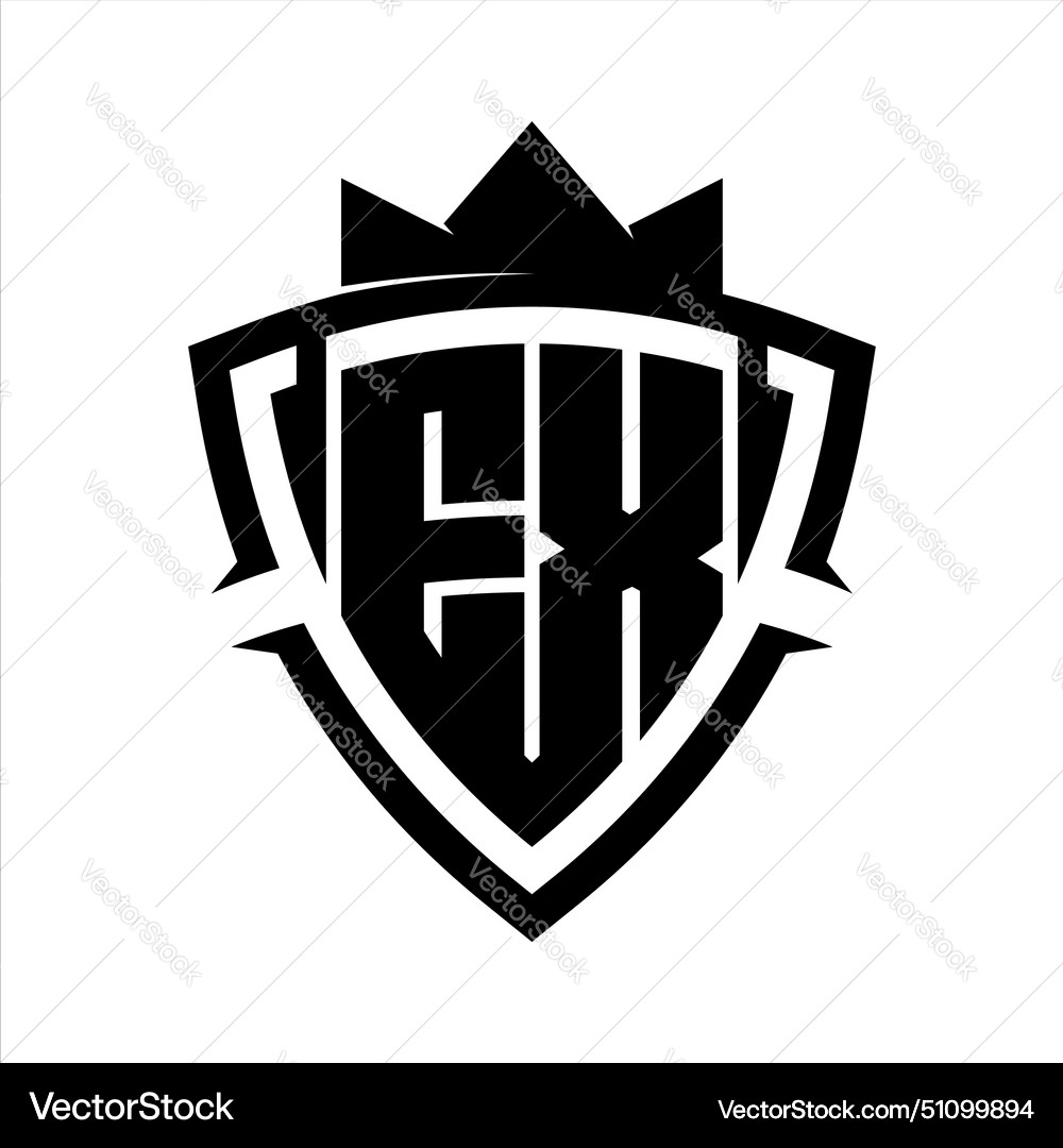 Ex letter bold monogram triangle curve shield Vector Image