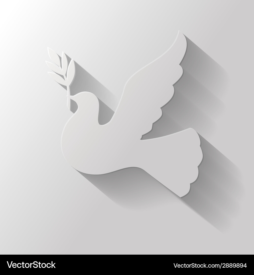 Flat Dove with Palm Branch Icon Royalty Free Vector Image
