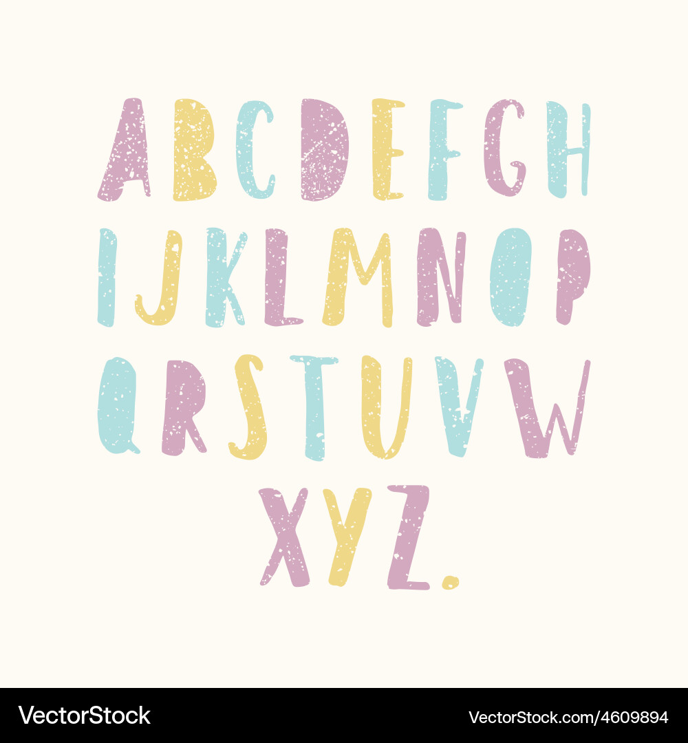 Hand drawn old textured font Royalty Free Vector Image