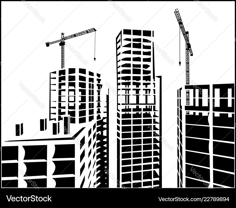 Modern Construction Skyline Royalty Free Vector Image