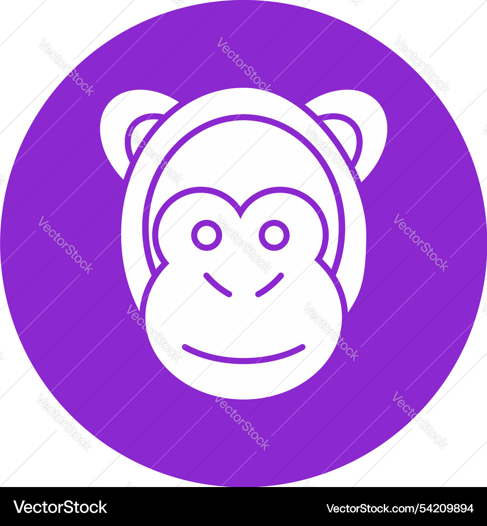 Monkey glyph circle icon Royalty Free Vector Image