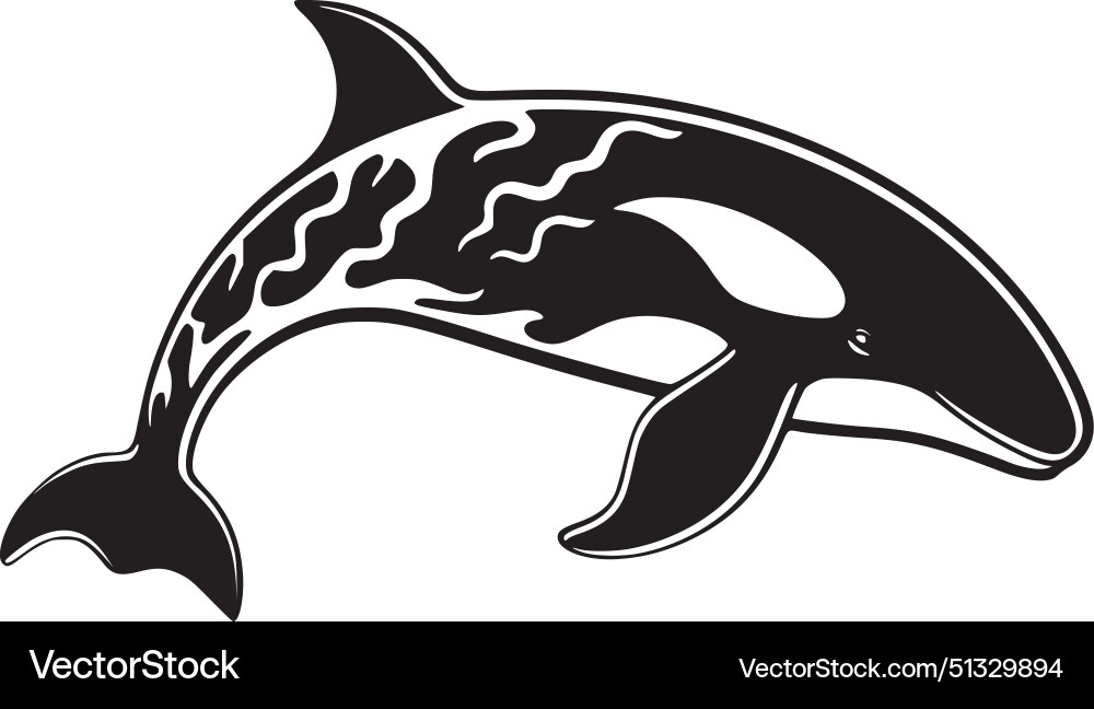 Orca - black and white Royalty Free Vector Image