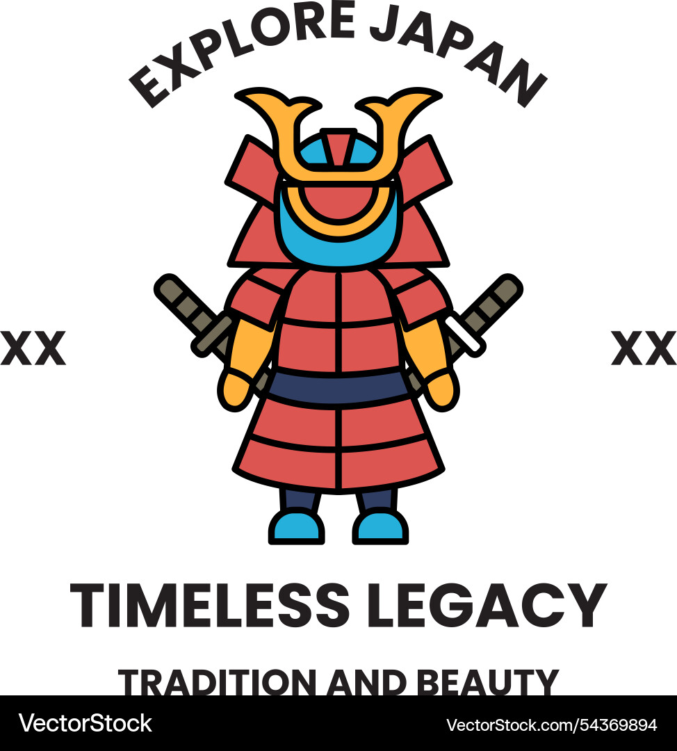 Samurai is holding a sword in each hand Royalty Free Vector