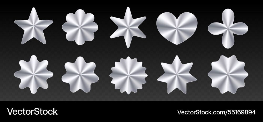 Silver stickers pack metallic labels shiny paper Vector Image