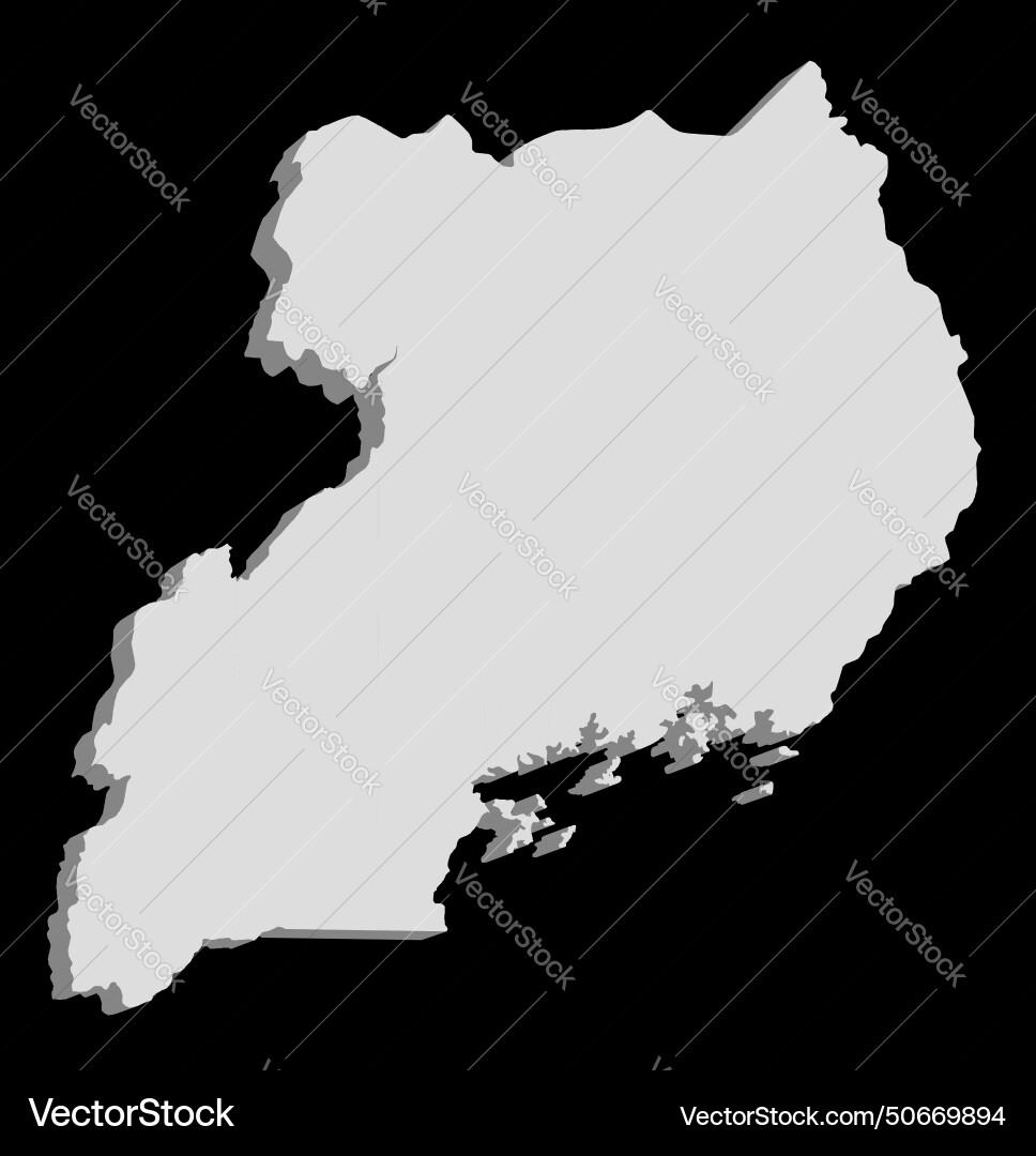 Uganda outline silhouette 3d map Royalty Free Vector Image