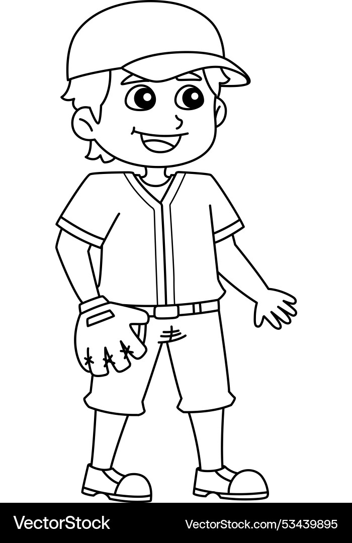Baseball player isolated coloring page for kids Vector Image