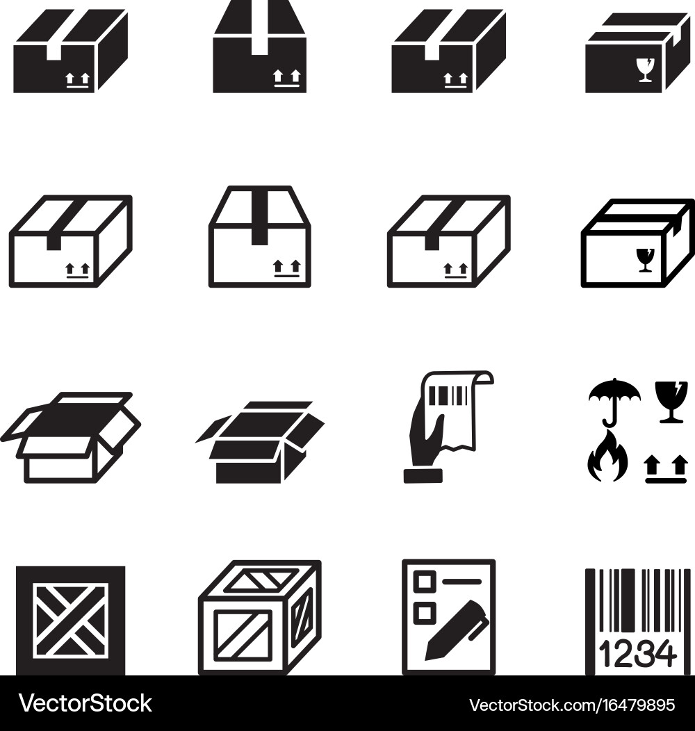 Box shipping logistics icons set Royalty Free Vector Image
