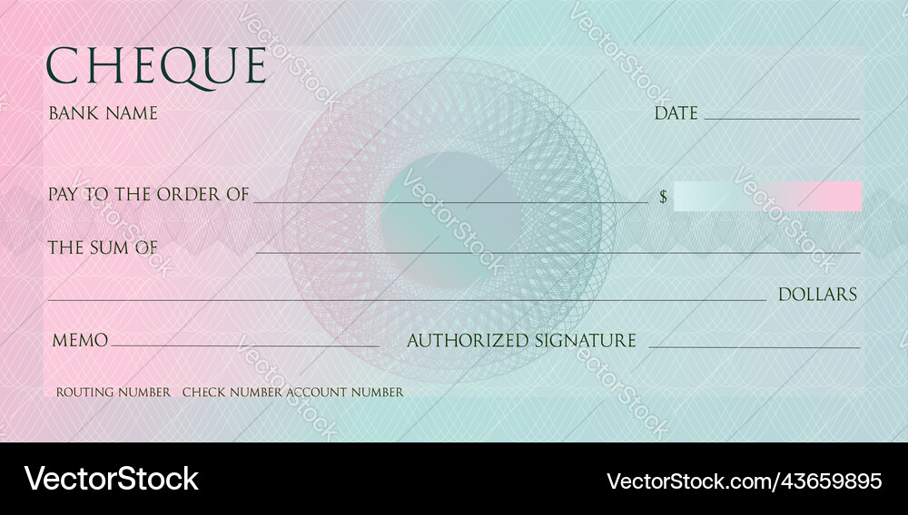 Check for chequebook template lines pattern Vector Image