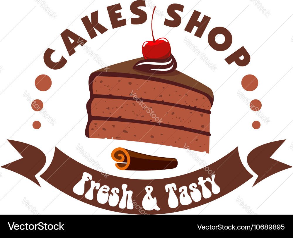 Chocolate cake badge for pastry shop design Vector Image