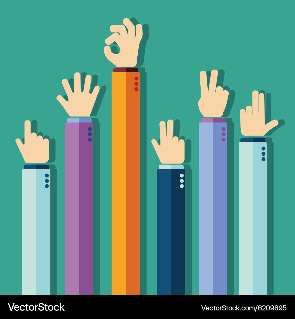 Colorful up hands Royalty Free Vector Image - VectorStock