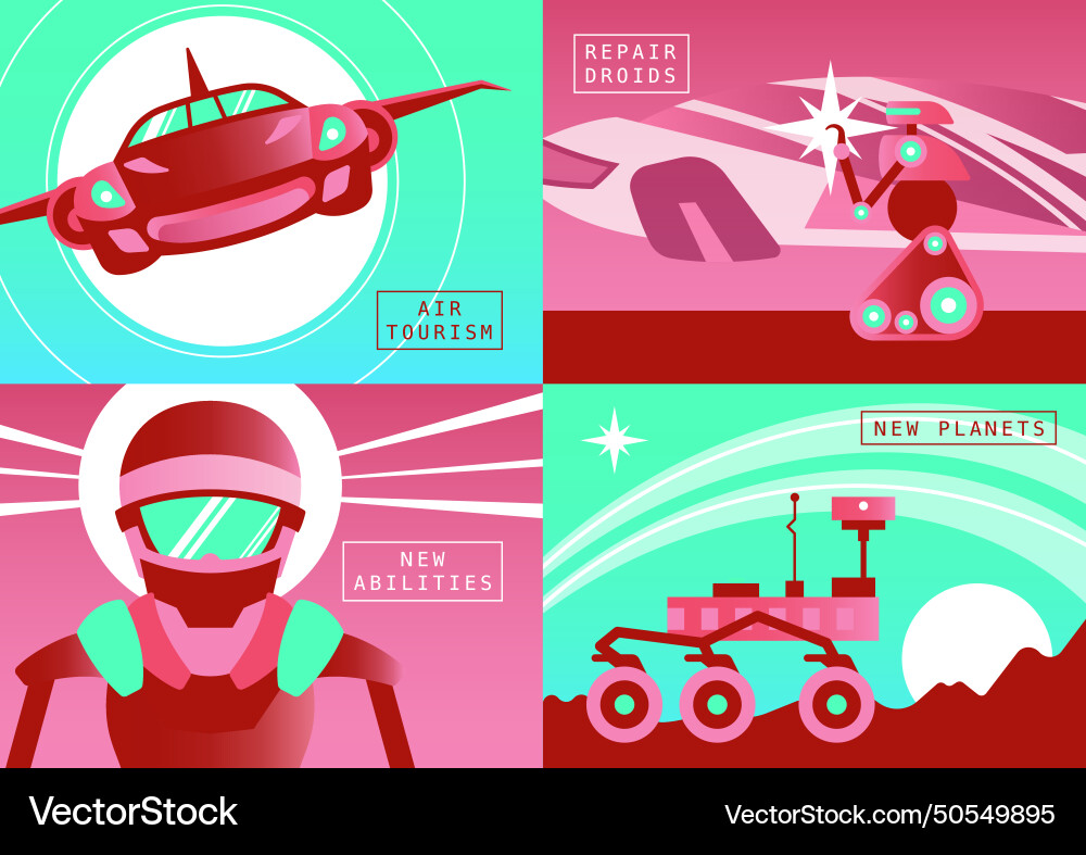 Future technologies 2x2 design concept Royalty Free Vector