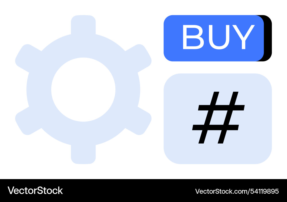 Gear Buy Button und Metadaten-Tag-Symbole Vektorbild