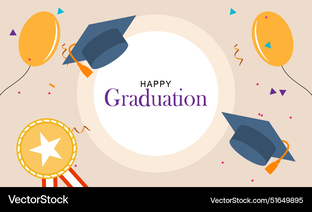 Graduation banner with cartoon Royalty Free Vector Image