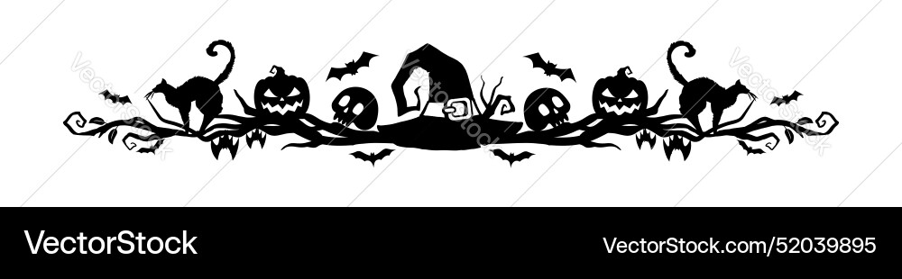 Halloween frame border and divider with witch hat Vector Image