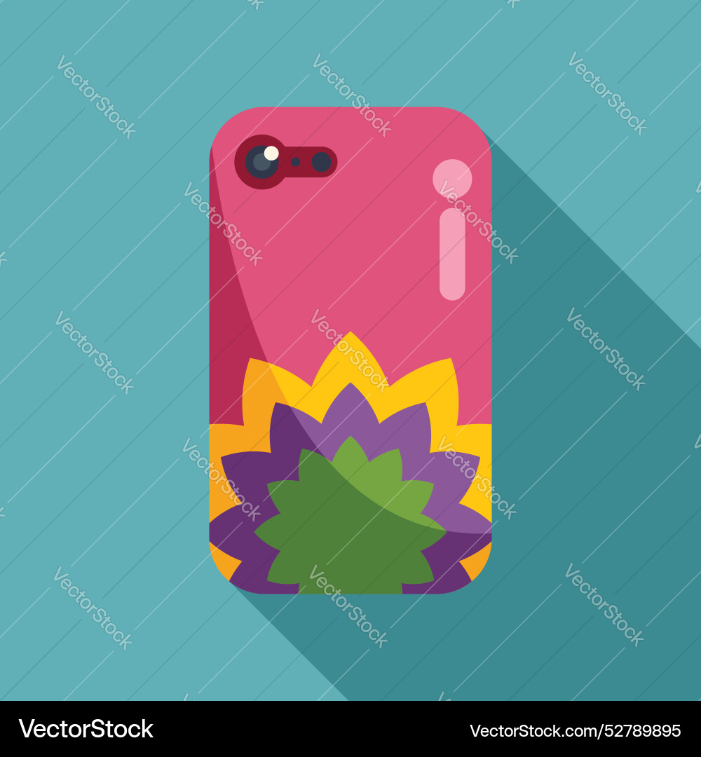 Pink smartphone case showing floral design Vector Image