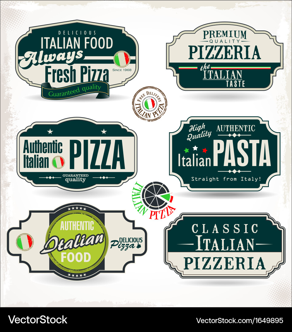 Pizza labels and badges Royalty Free Vector Image