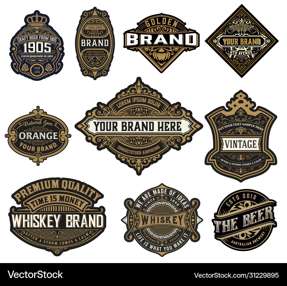 Set logos labels and banners layered Royalty Free Vector