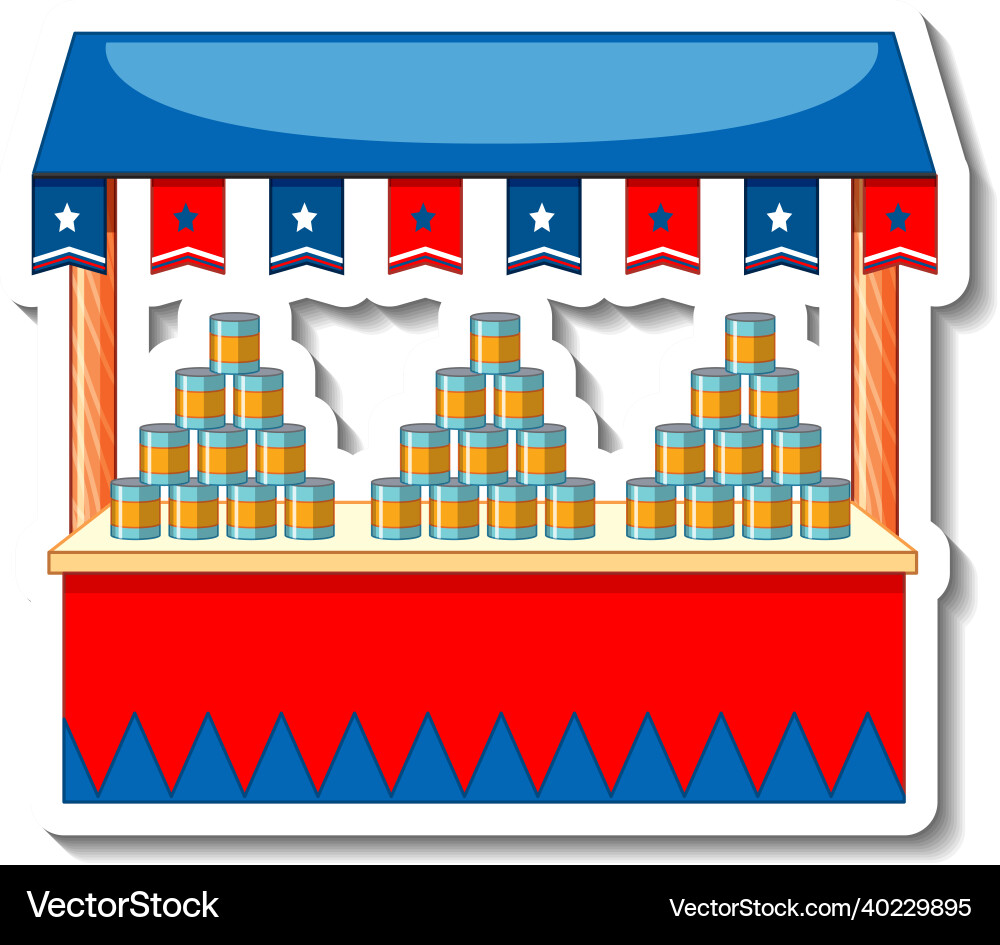 Sticker template with can knock down game isolated