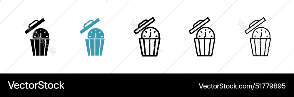 Time waste line icon set Royalty Free Vector Image