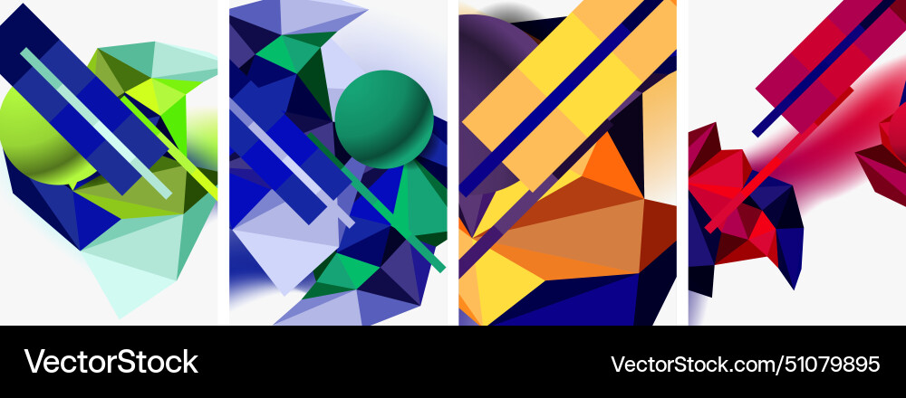 Vibrant geometric shapes create a symmetrical Vector Image