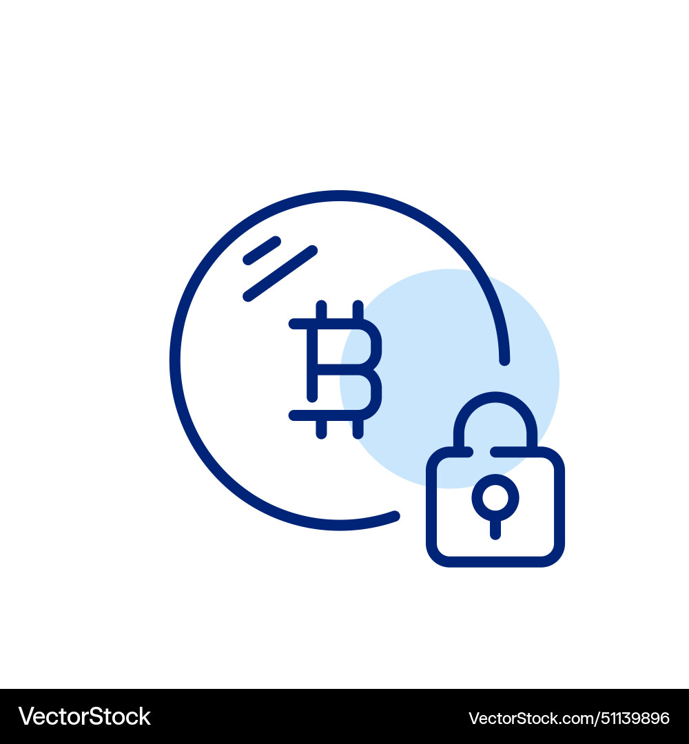 Blockchain lock bitcoin coin and padlock Vector Image