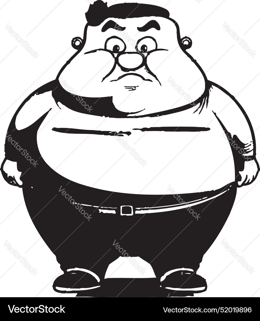Chubby character black logo portly portrait icon Vector Image