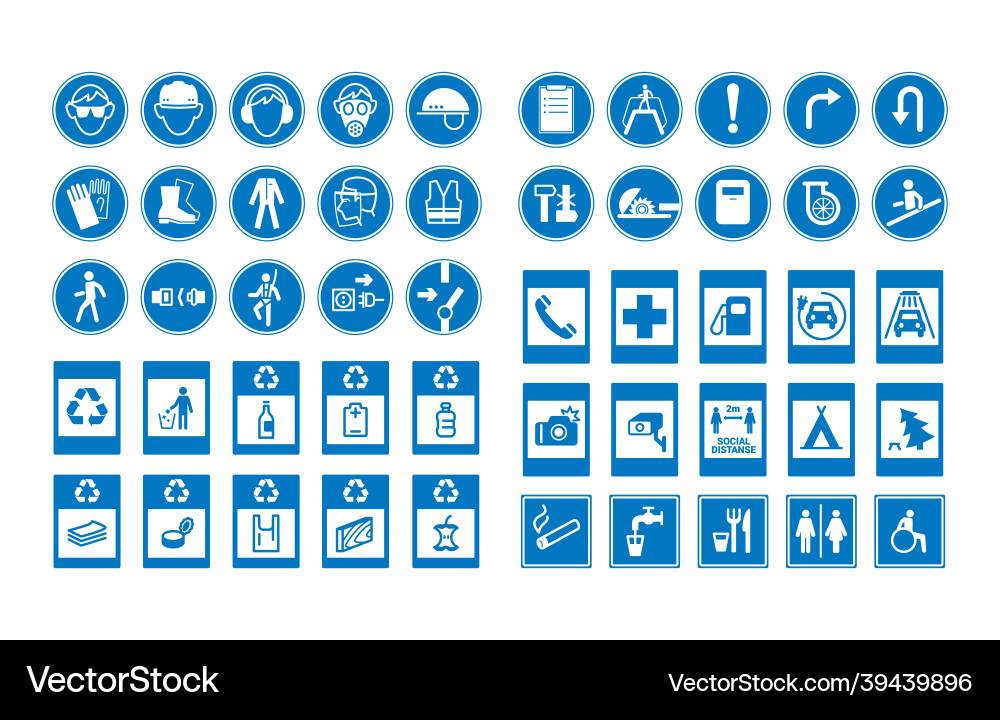 Mandatory sign safety and caution symbols Vector Image