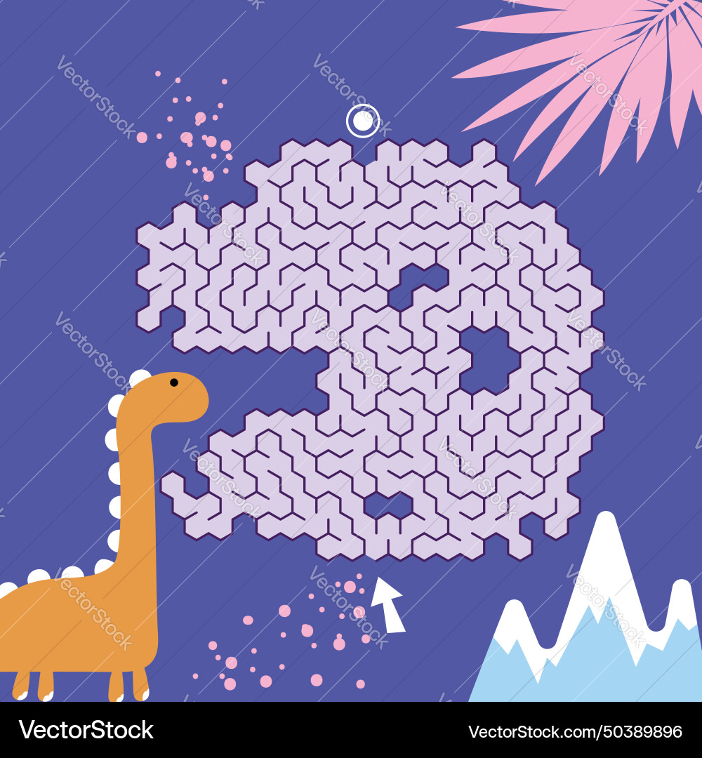 Maze labyrinth game dino Royalty Free Vector Image
