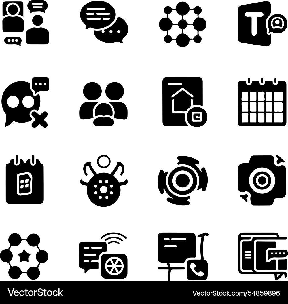 Microsoft teams tools silhouette bundle Royalty Free Vector