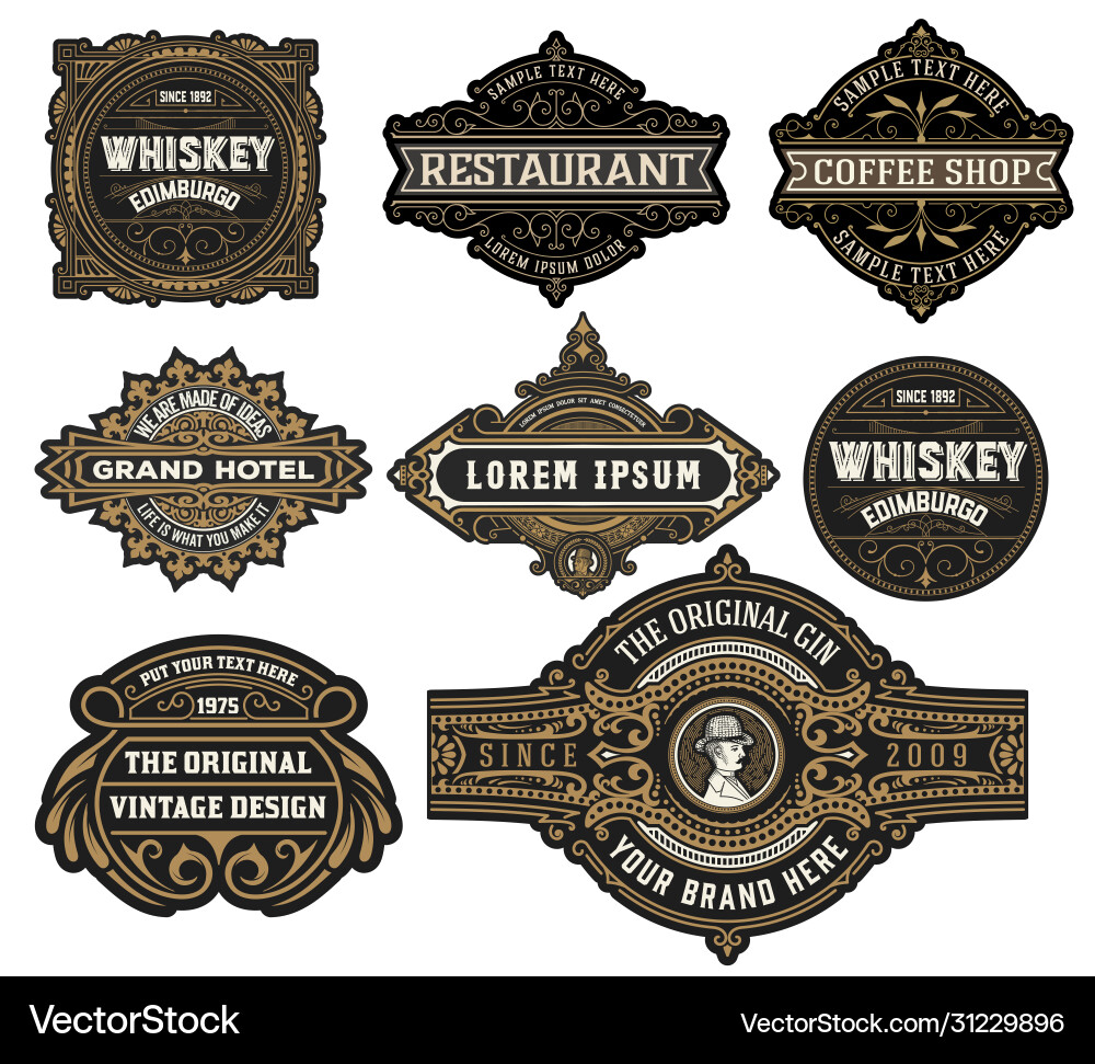 Ornate Labels & Banners Royalty Free Vector Image