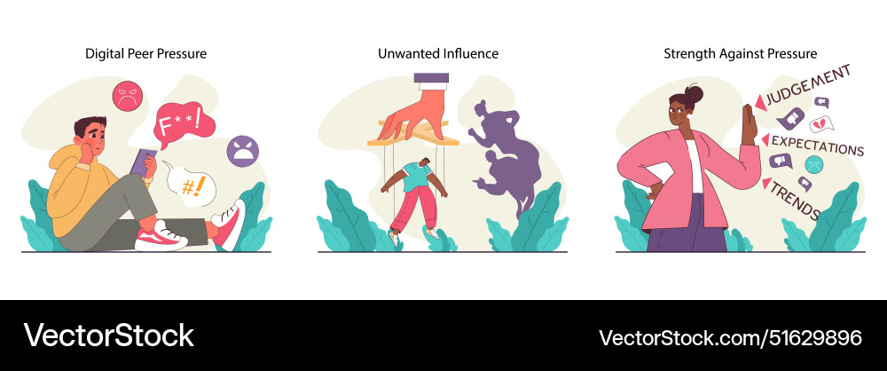 Peer pressure concept set people of various age Vector Image
