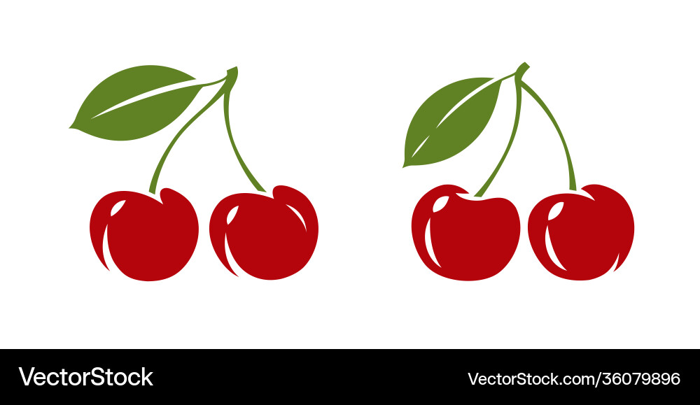 Red Cherry Pair Icon Royalty Free Vector Image