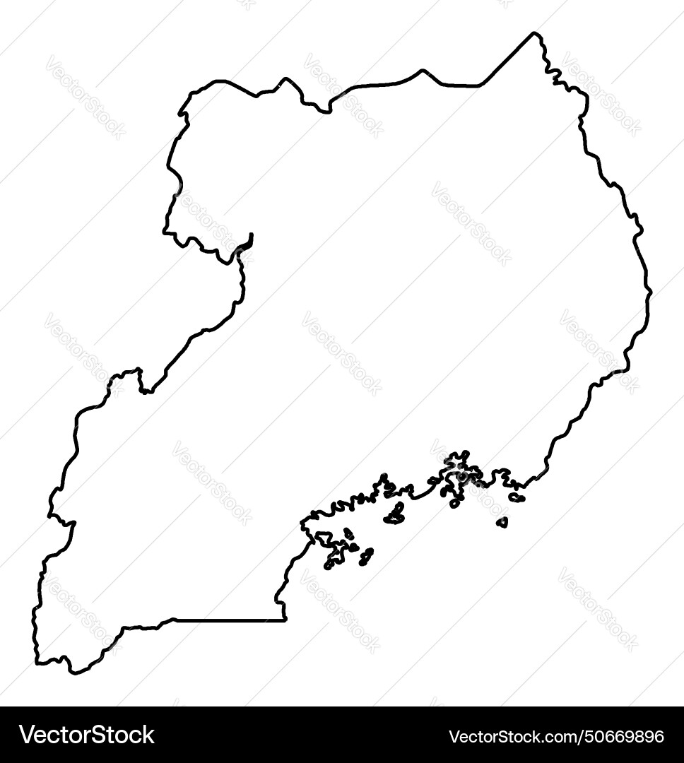 Uganda outline silhouette map Royalty Free Vector Image
