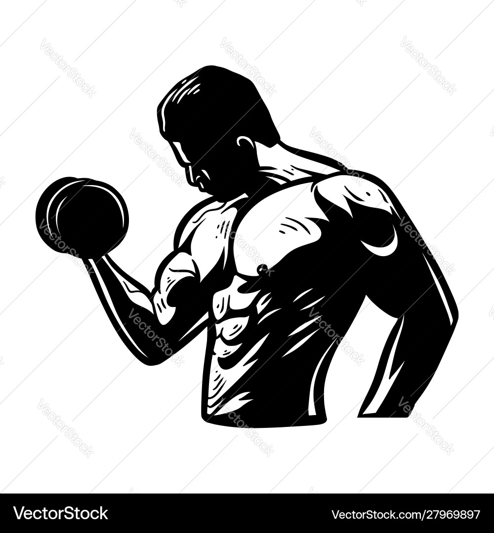 Bodybuilder Strength Logo Royalty Free Vector Image